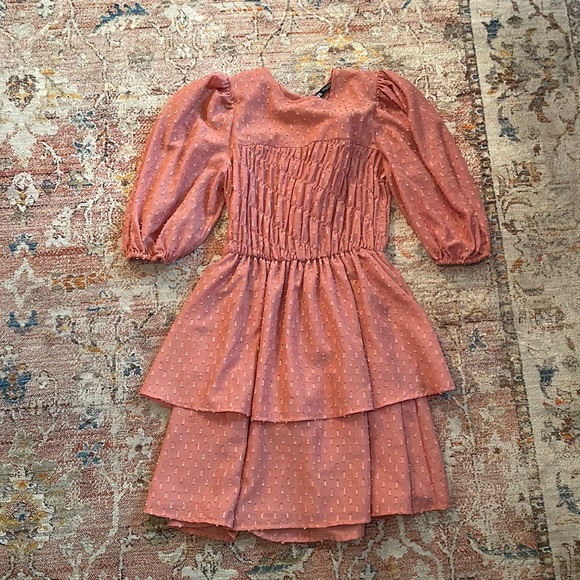 Zara | Dresses | Zara Salmon Color Dress With Polka Dot Detail And ...